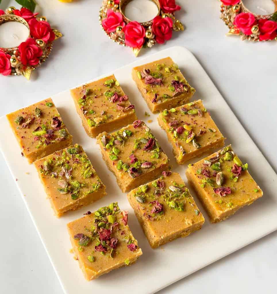 Easy Besan Burfi Recipe | eggless gluten-free indian dessert ghee