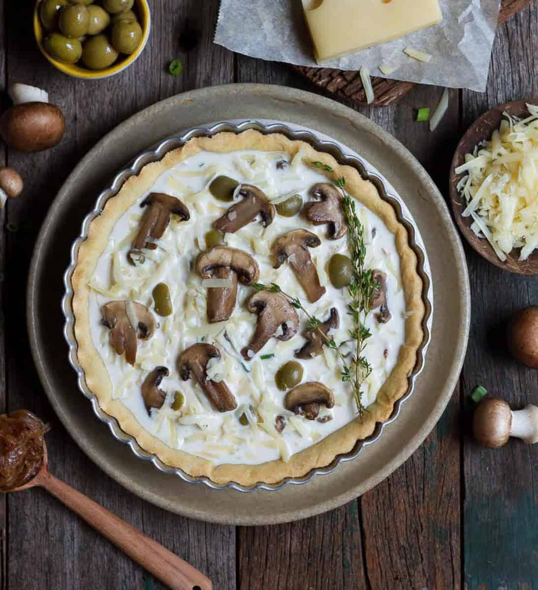 Mushroom Quiche Recipe With Caramelized Onions