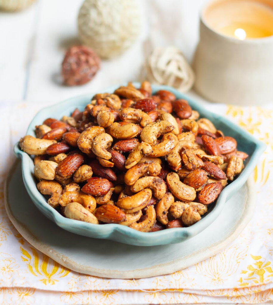 Masala Roasted Nuts Recipe - Garam Masala Roasted Nuts